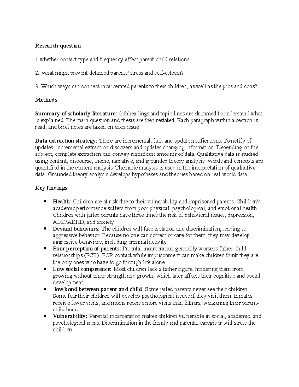 Research question 44 - Research question 1 whether contact type and ...