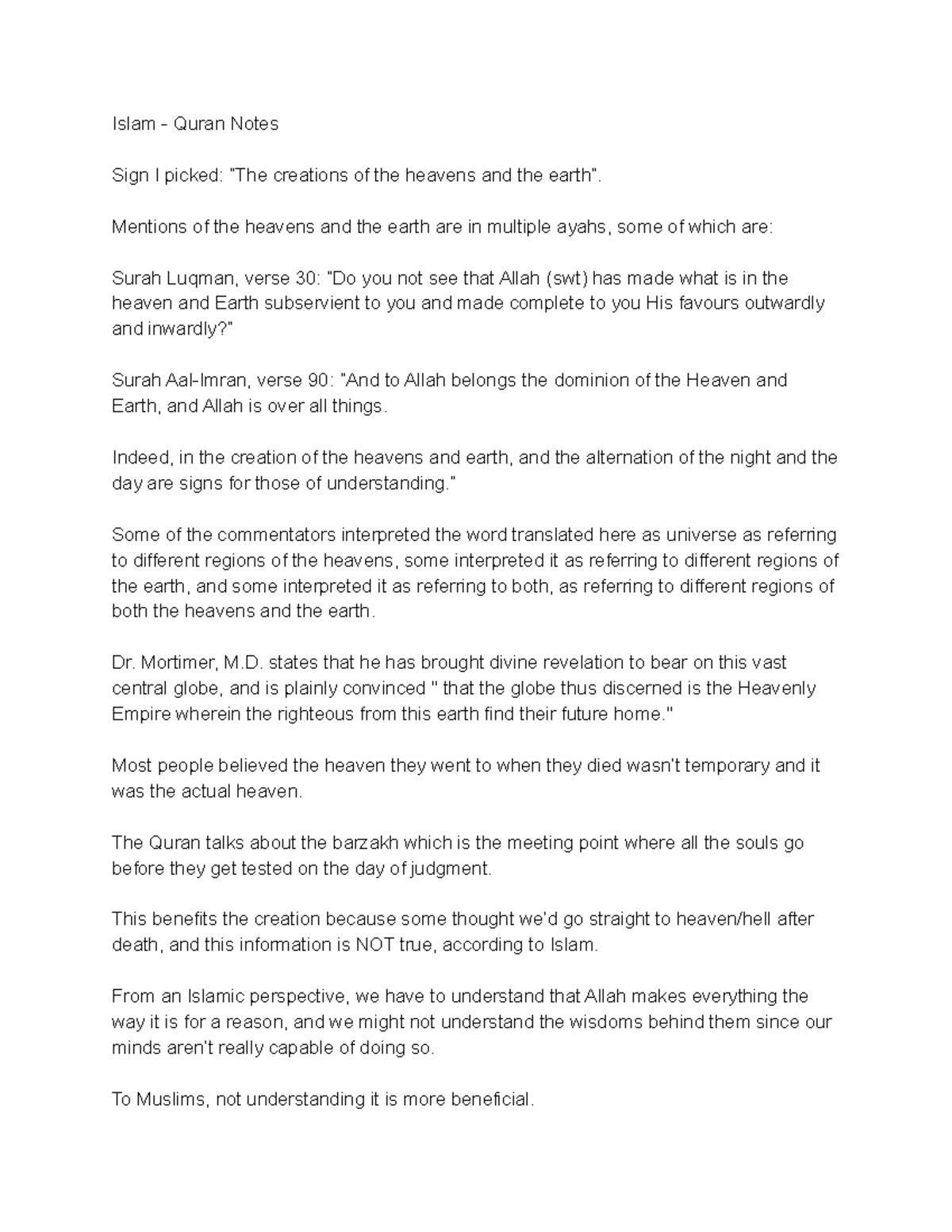Islam - Quran Notes - towson university - Islam - Quran Notes Sign I ...