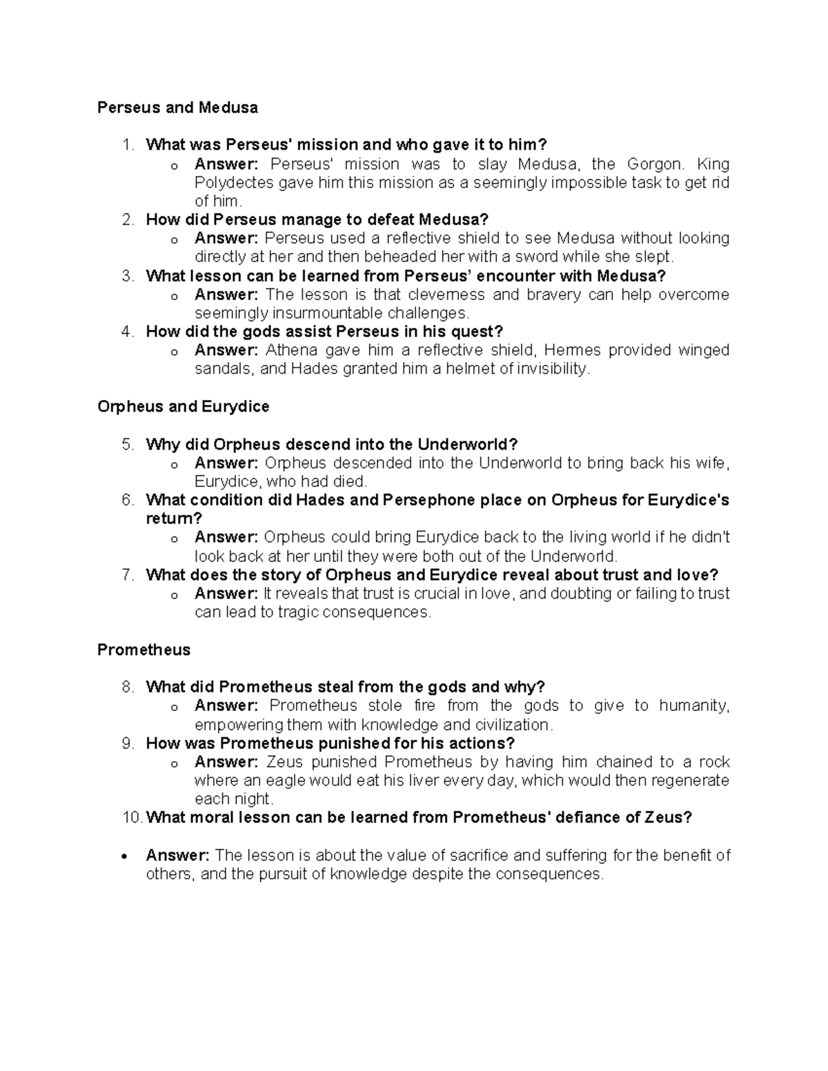 9991335 Greek Mythology Stories - Questionnaire - Perseus and Medusa 1 ...