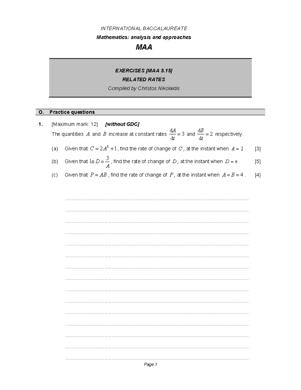[MAA 5.15] Related Rates - Page 1 INTERNATIONAL BACCALAUREATE ...