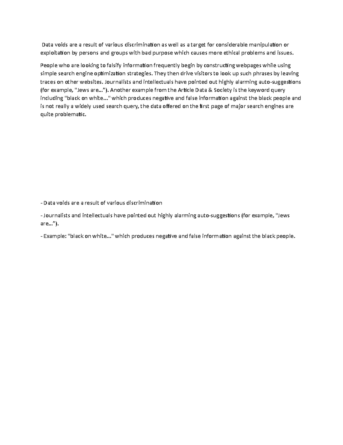 Fcmgfkh - Lecture notes Hsjsk - Data voids are a result of various ...