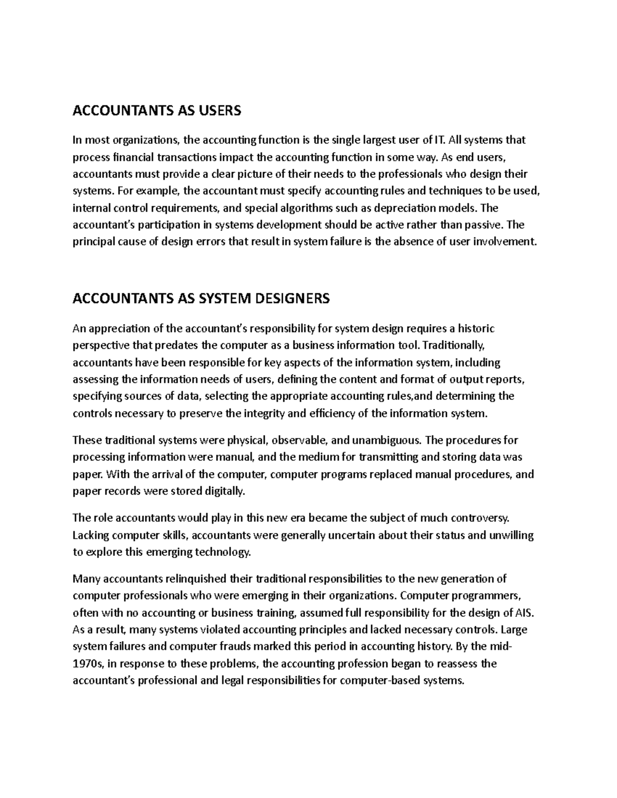 AIS Accountants AS-WPS Office - ACCOUNTANTS AS USERS In most ...
