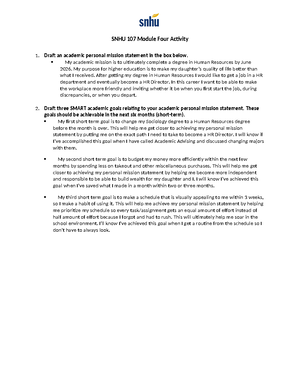 SNHU 107 Module Five Journal - Submit for grading and feedback. 1 ...