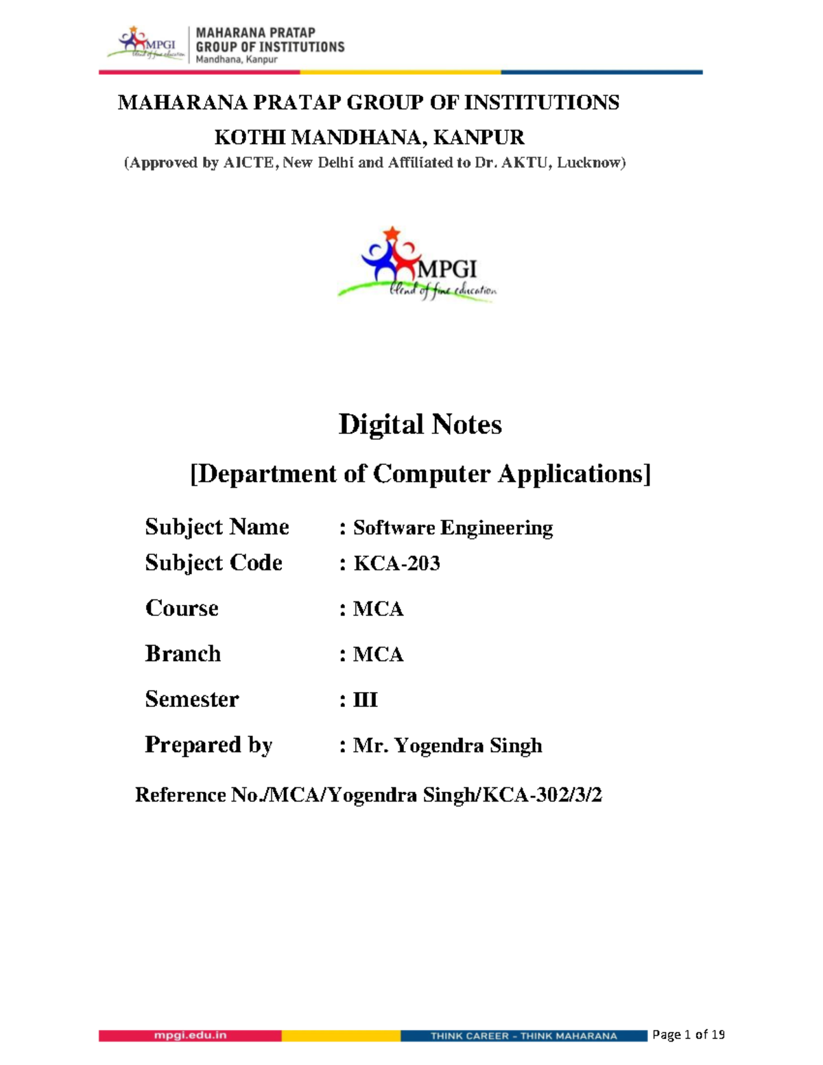Software Engineering Unit 2 - MAHARANA PRATAP GROUP OF INSTITUTIONS ...