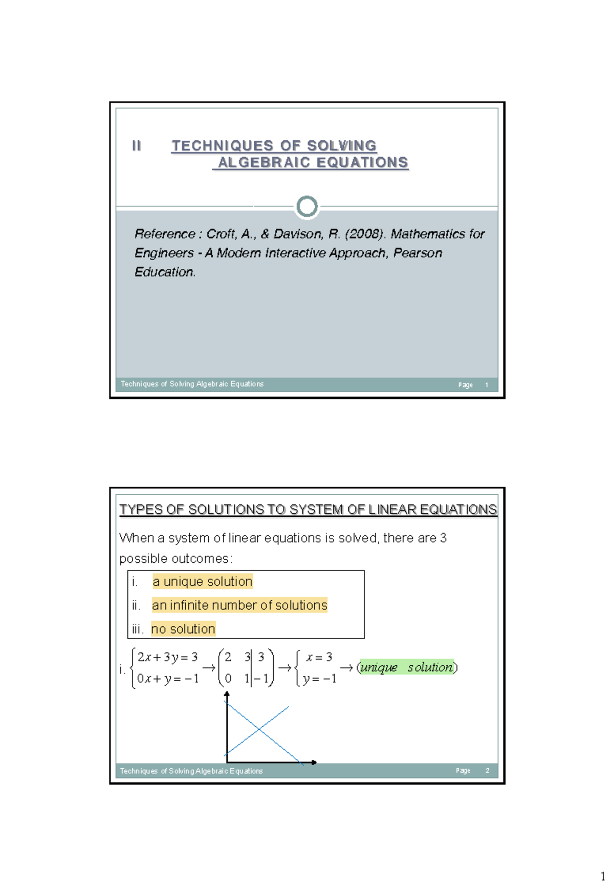 2.Techniques of Solving Algebraic Equations - II TECHNIQUES OF SOLVING ...
