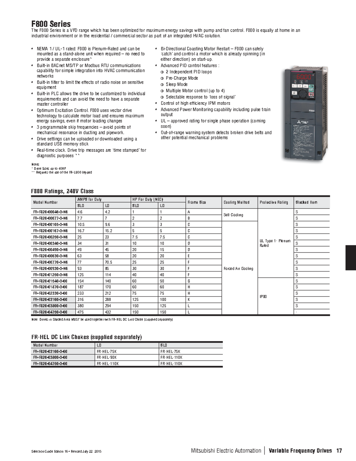 FR-F800 Especificaciones - Selection Guide Edition 16 • Revised July 22 ...