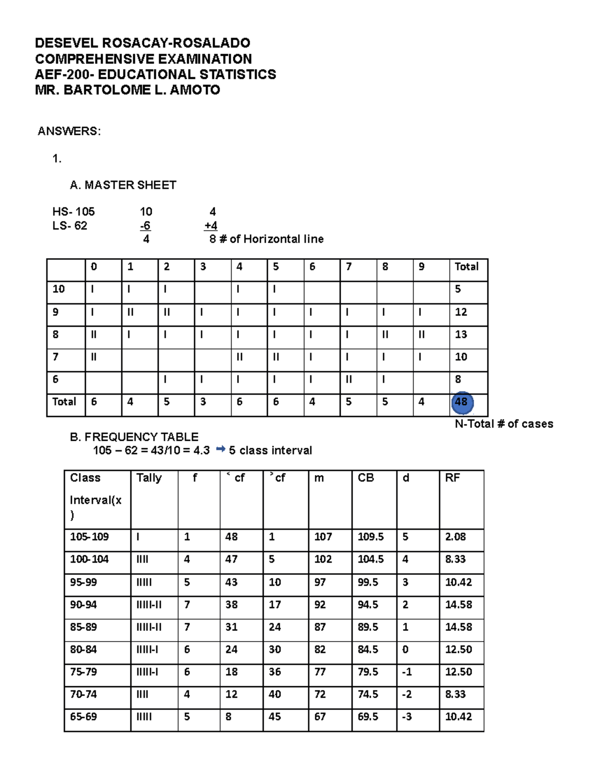 STAT Compre Exam - this is for lecture - DESEVEL ROSACAY-ROSALADO ...