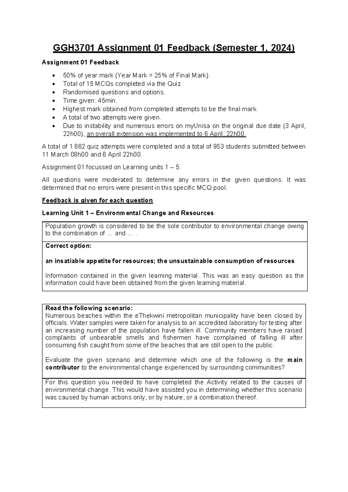 GGH3701 Assessment 1 S1 2024 Feedback - GGH3701 Assignment 01 Feedback ...