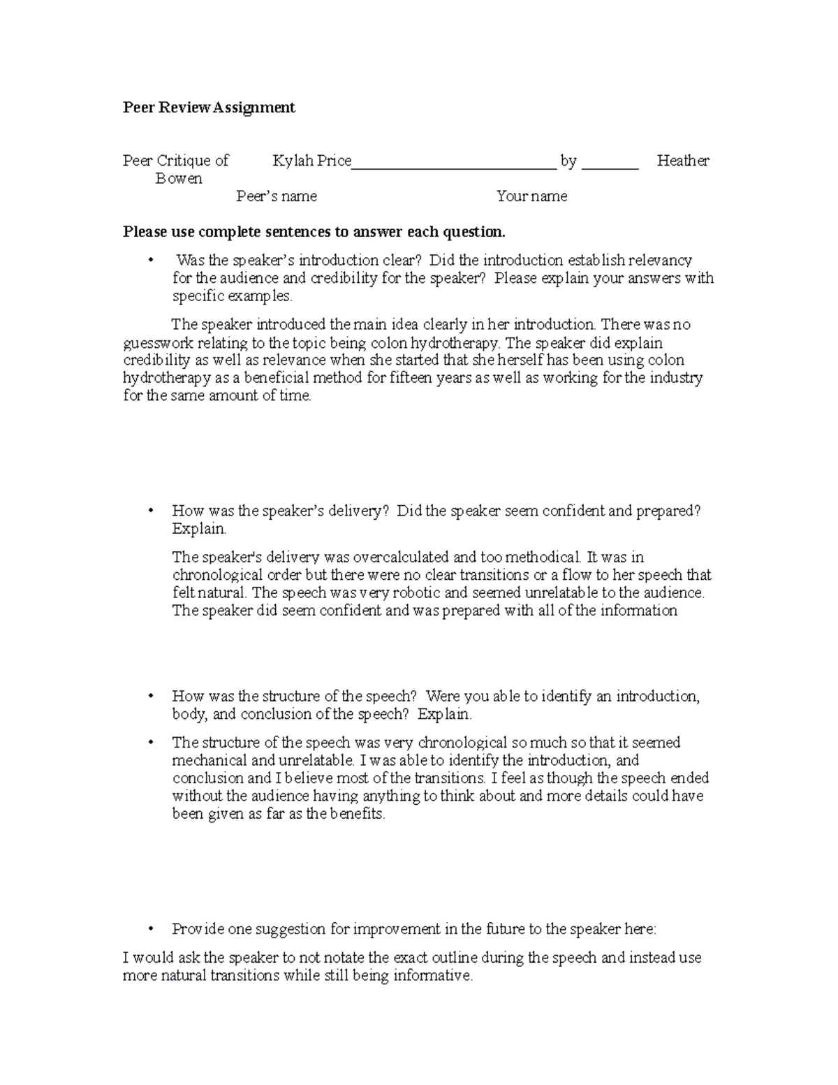 Peer Review Assignment (5) - Peer Review Assignment Peer Critique of ...
