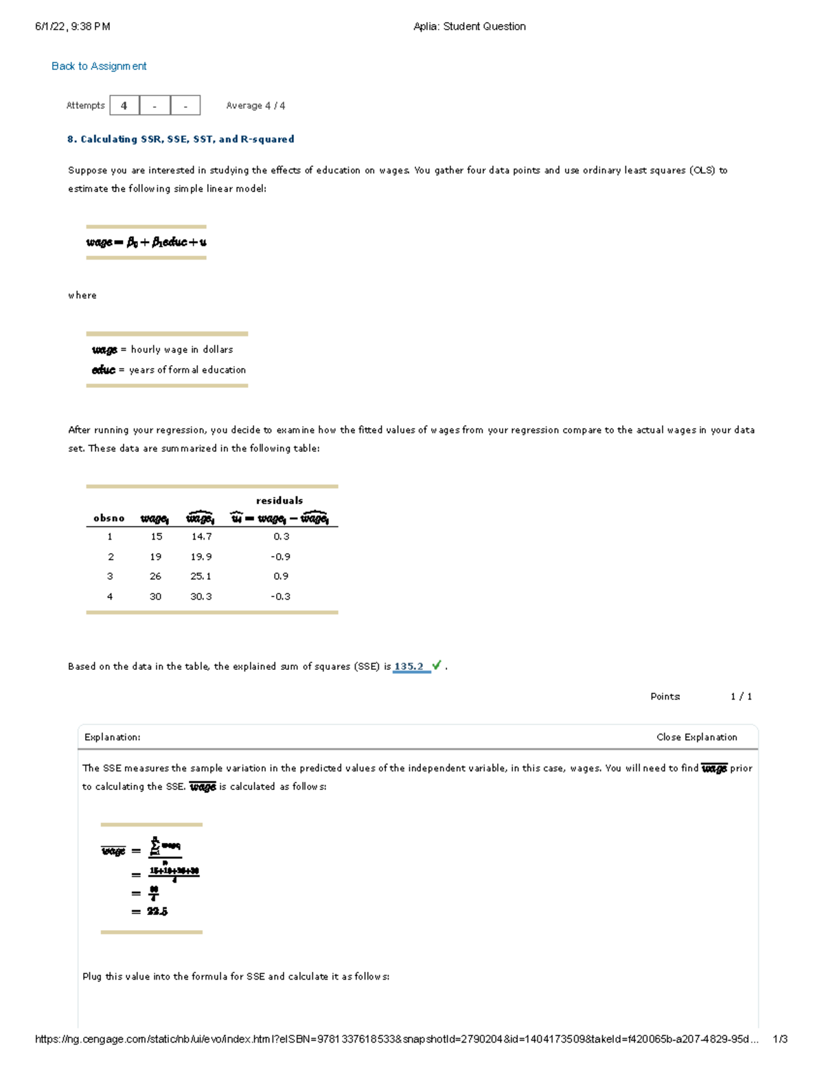 Mindtap assignment - chapter 1 to 7 - 6/1/22, 9:38 PM Aplia: Student Question - Studocu