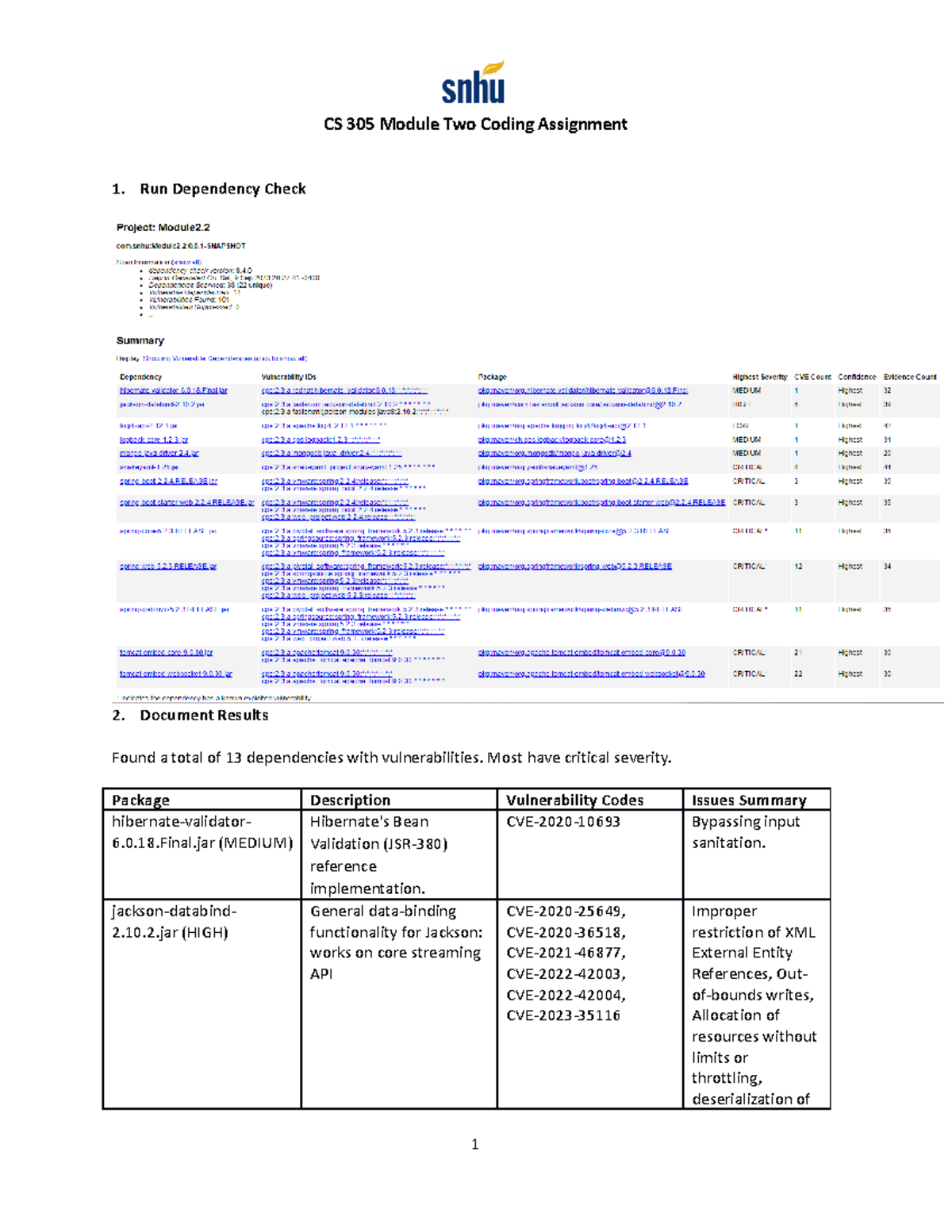 Module Two Coding Assignment Most Have Critical Severity Package