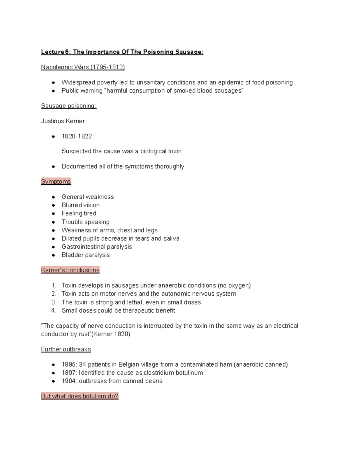 Neuro 1000 Lecture 6 The Importance Of The Poisoning Sausage - Lecture ...