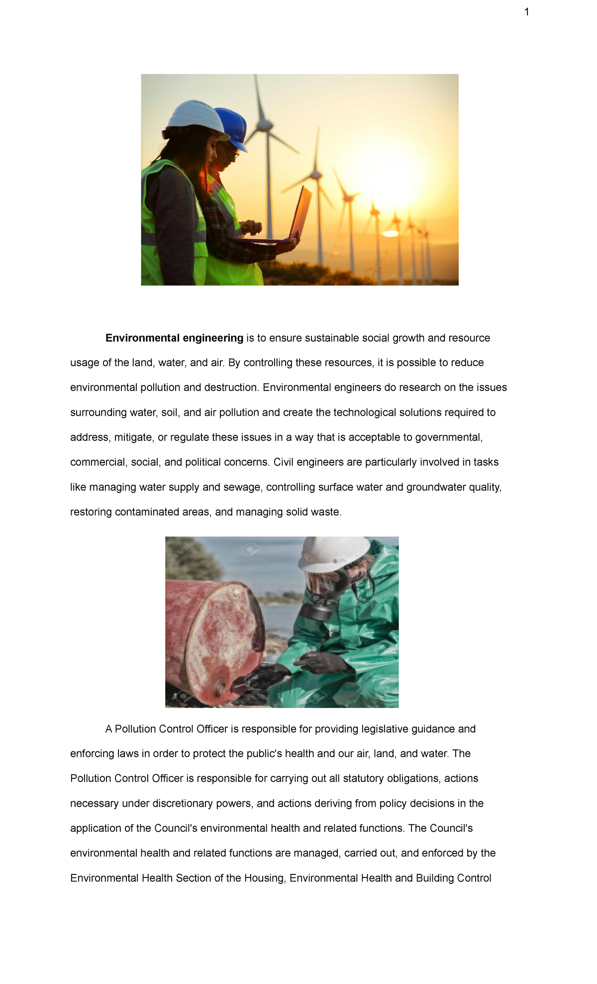 bombard ES001 CO8 - h - Environmental engineering is to ensure ...