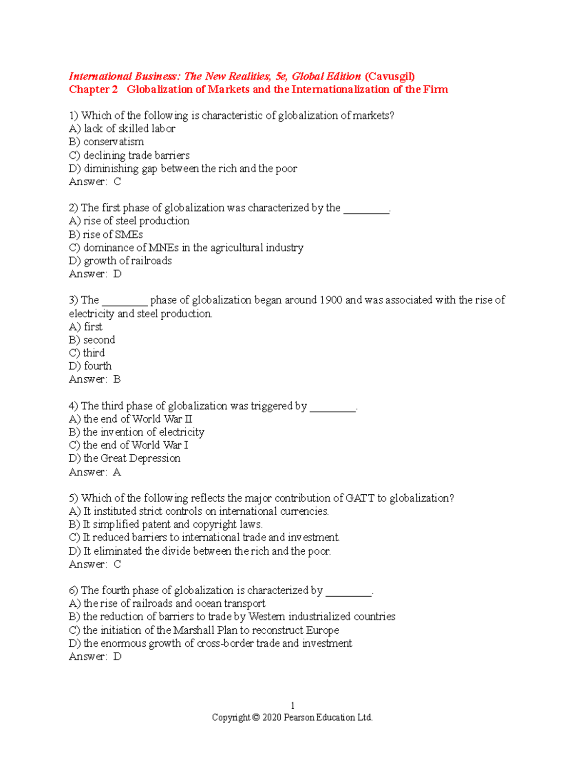 Chapter 2 - MGT 440 - International Business: The New Realities, 5e ...