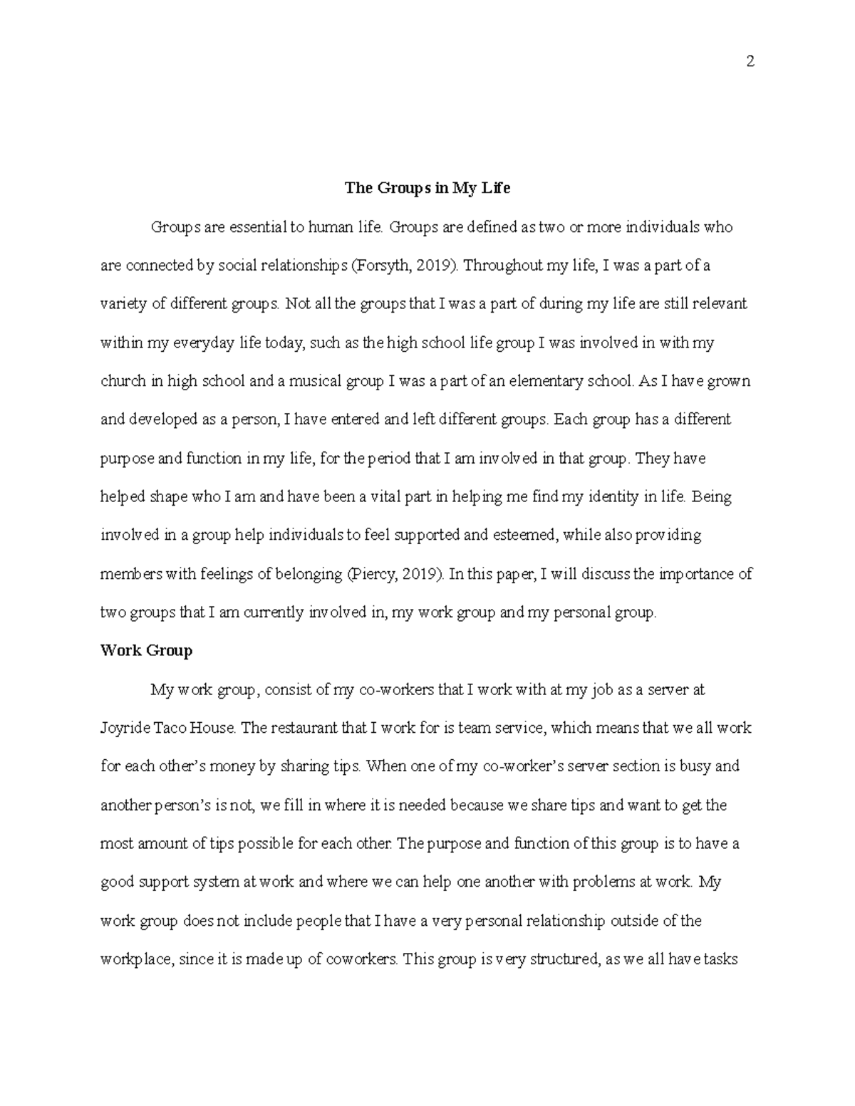 The groups in my life - The Groups in My Life Groups are essential to ...