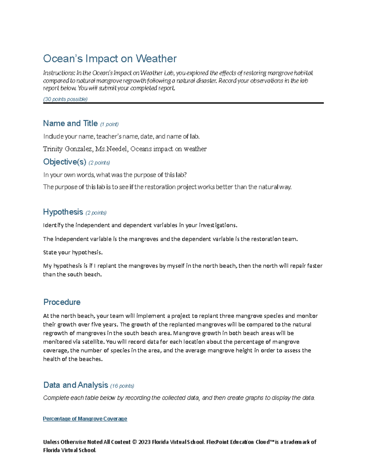 Oceansimoactonweather - Ocean’s Impact on Weather Instructions: In the ...