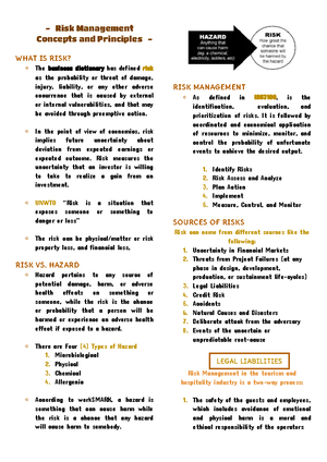 Food Sanitation (Notes) - Food Sanitation Risk a situation involving ...