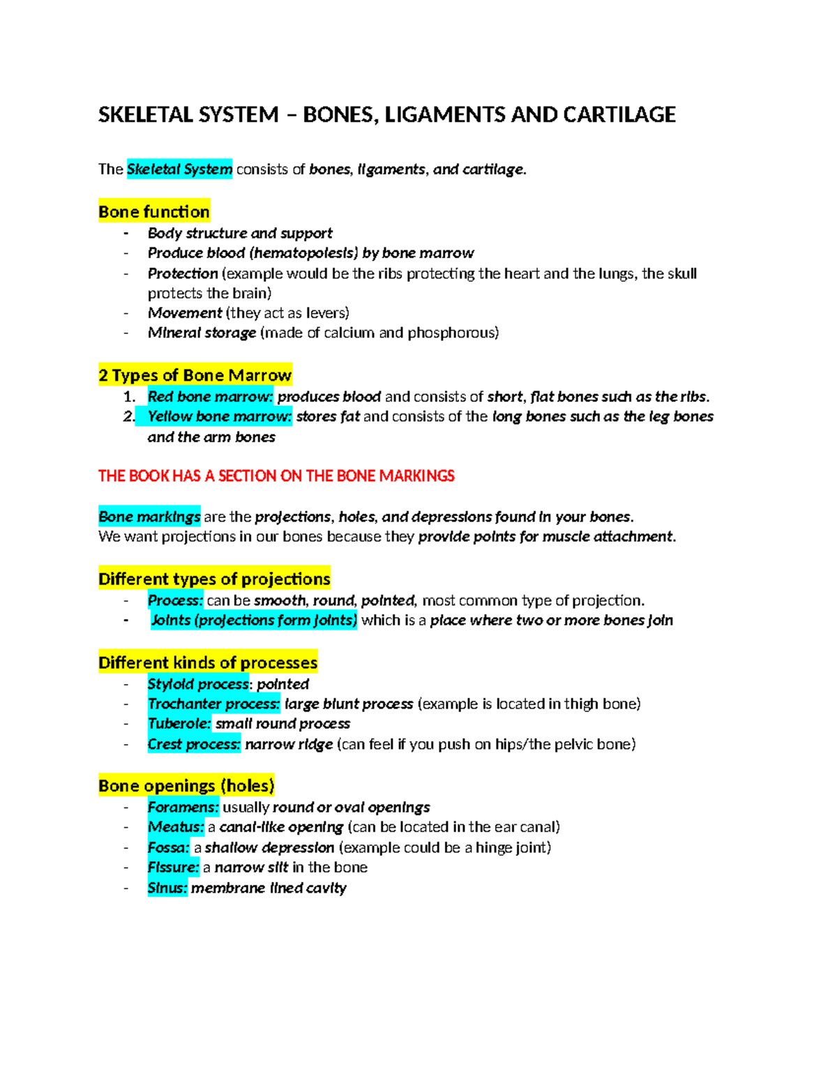 A&P 4 The Skeletal System - SKELETAL SYSTEM – BONES, LIGAMENTS AND ...