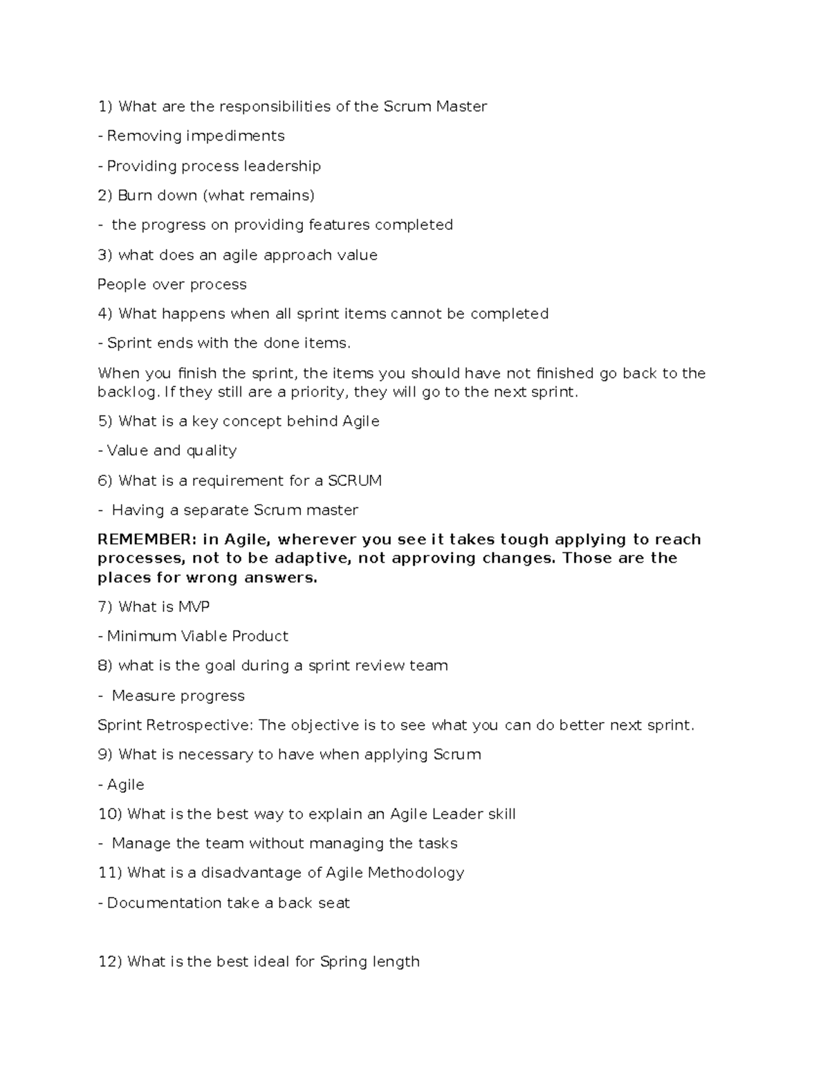 Quiz Agile - Questions Final Exam - What are the responsibilities of ...