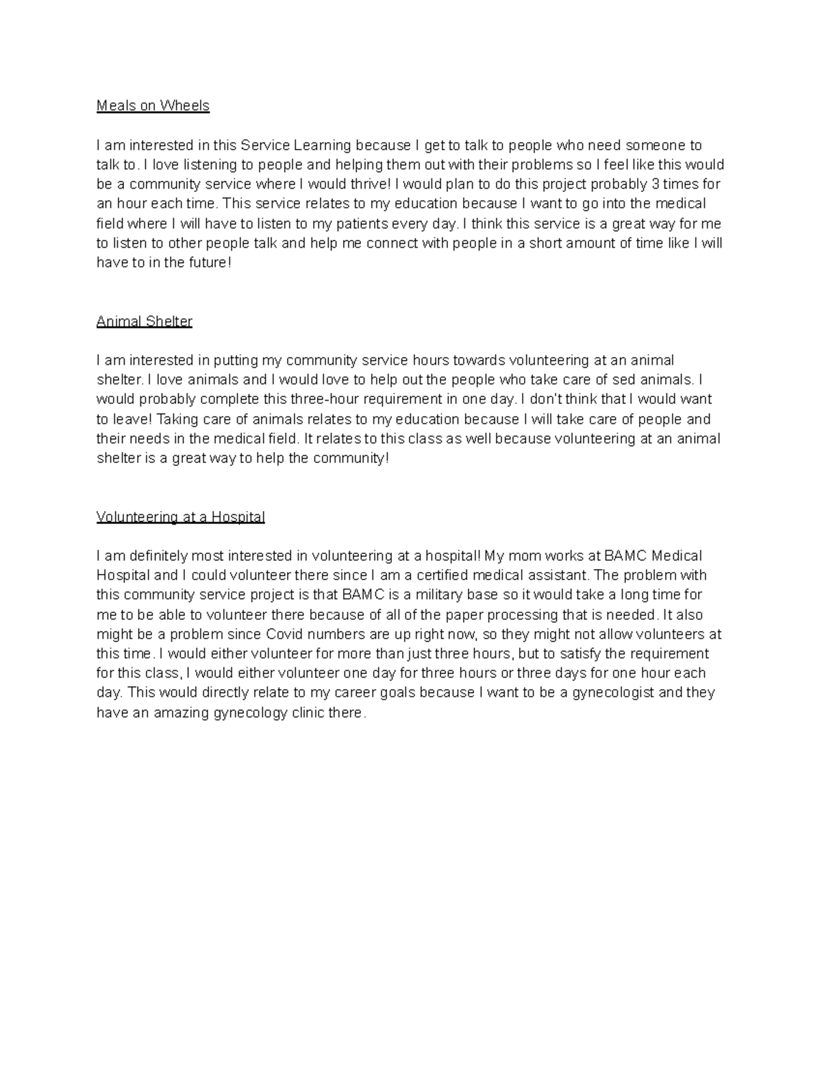 AIS Service Learning Proposal - Meals on Wheels I am interested in this ...