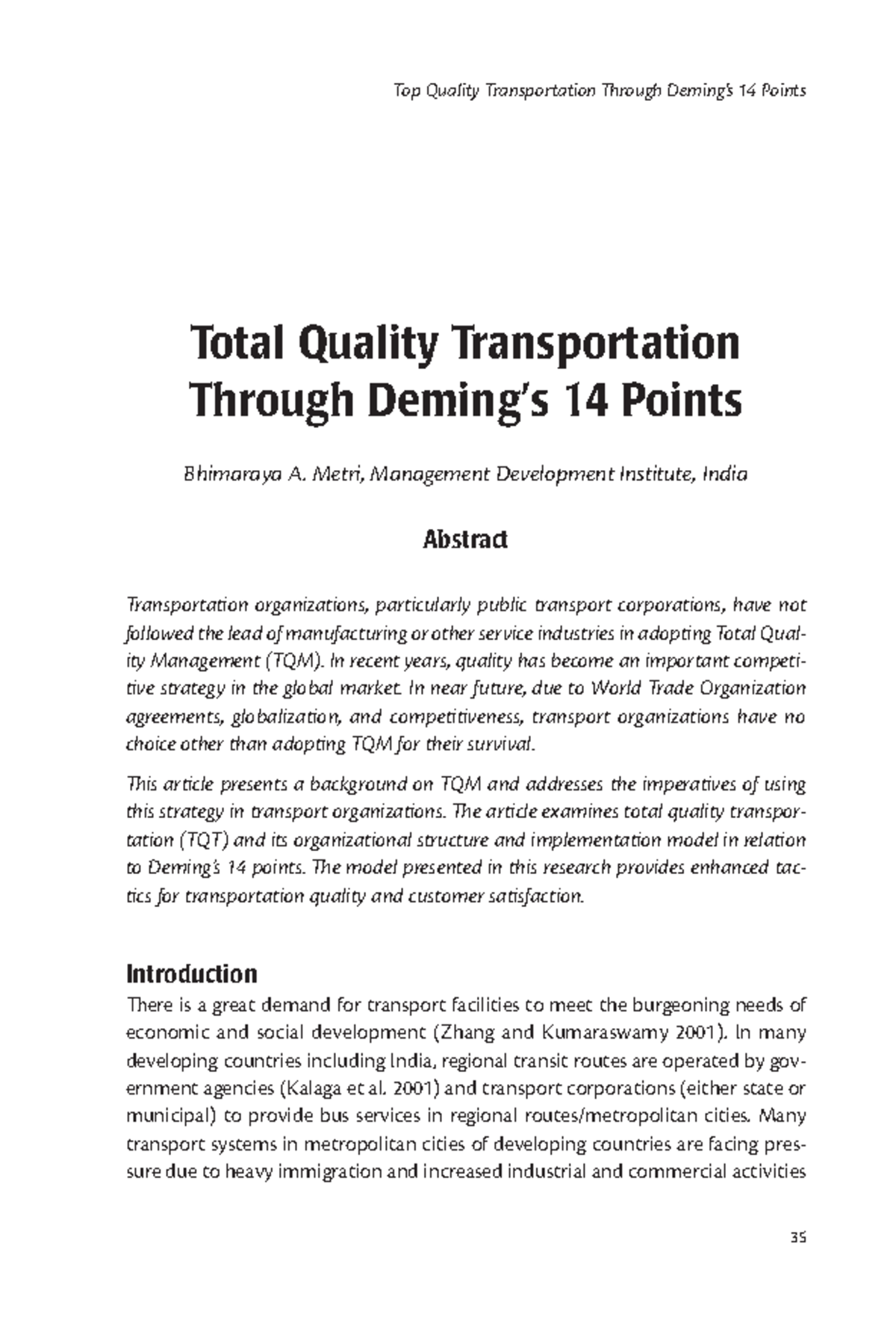 Total Quality Transportation Through Deming s 14 Points - Top Quality ...