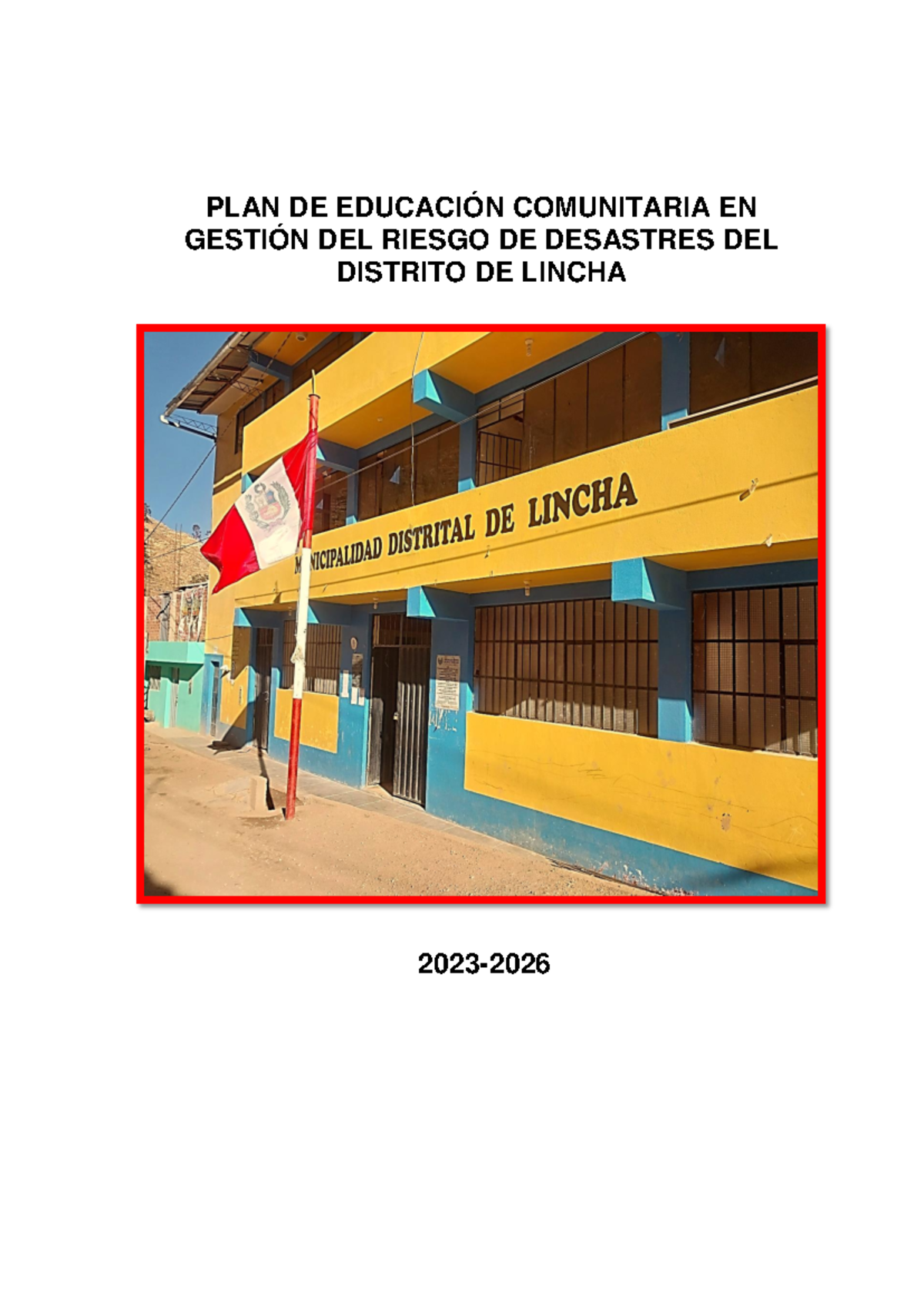 PLAN DE Educación Comunitaria 2023-2026 - Lincha - PLAN DE EDUCACIÓN ...