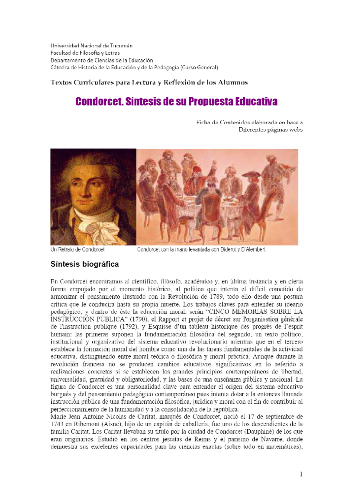 Condorcet. Síntesis de su Propuesta Educativa - Historia Social General ...