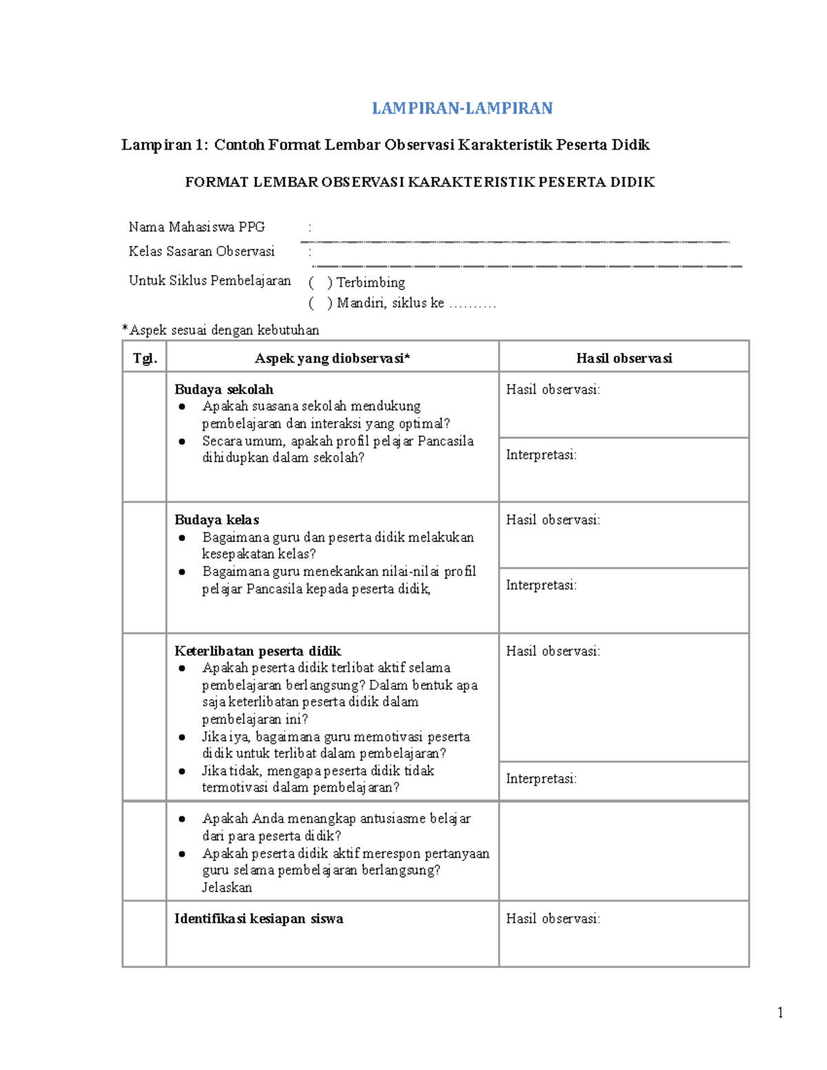 Lampiran - Lembar Kerja - 1 LAMPIRAN-LAMPIRAN Lampiran 1: Contoh Format ...