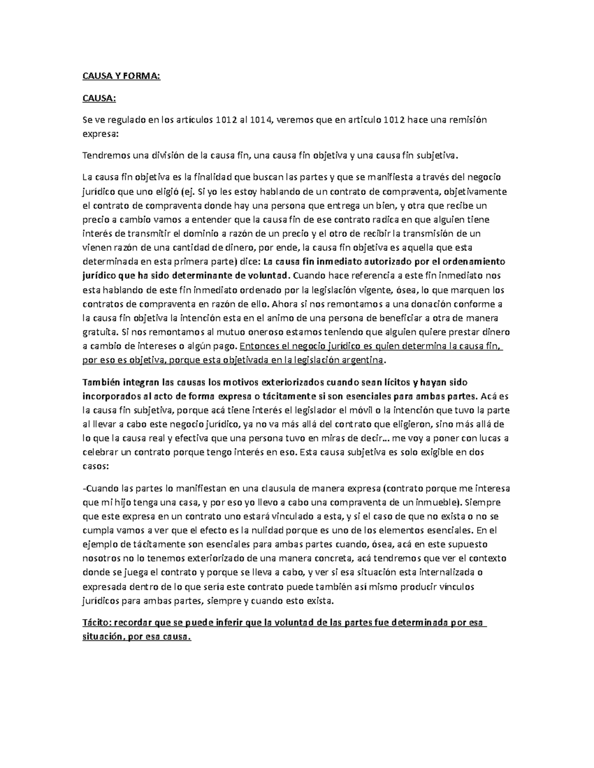 Clase 7 Causa Y Forma - CAUSA Y FORMA: CAUSA: Se ve regulado en los ...