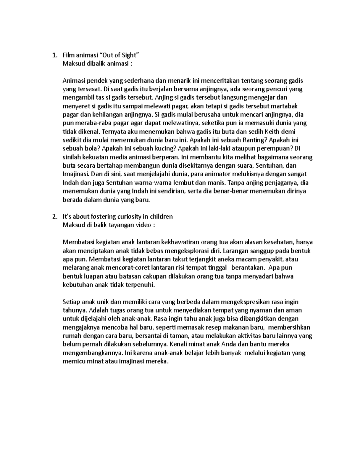 Pssrdkik - KBM 3 - FILM - Film animasi “Out of Sight” Maksud dibalik ...