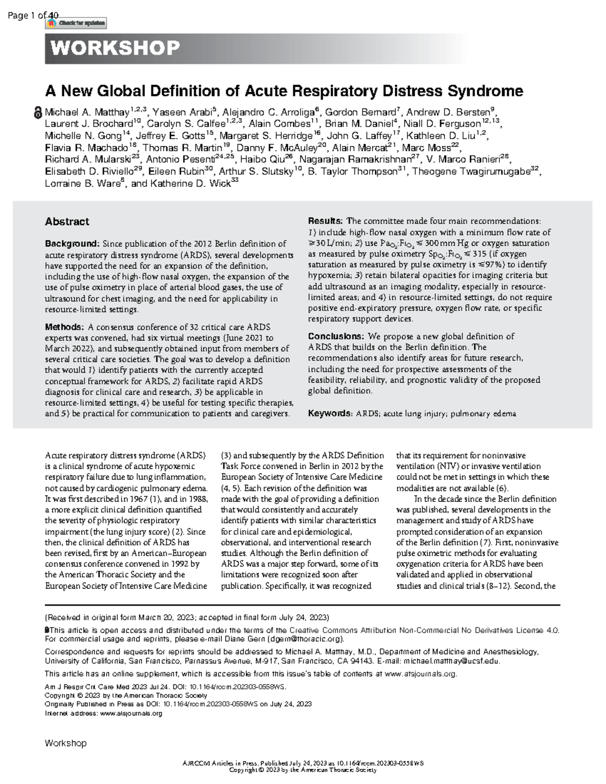 ARDS acute-respiratory-distress-syndrome 2023 - WORKSHOP A New Global ...