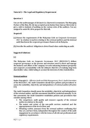 Tutorial 4 – Question (Apr2022) - Tutorial 4 – The Audit Planning Process (Part 2) Question 1 ...
