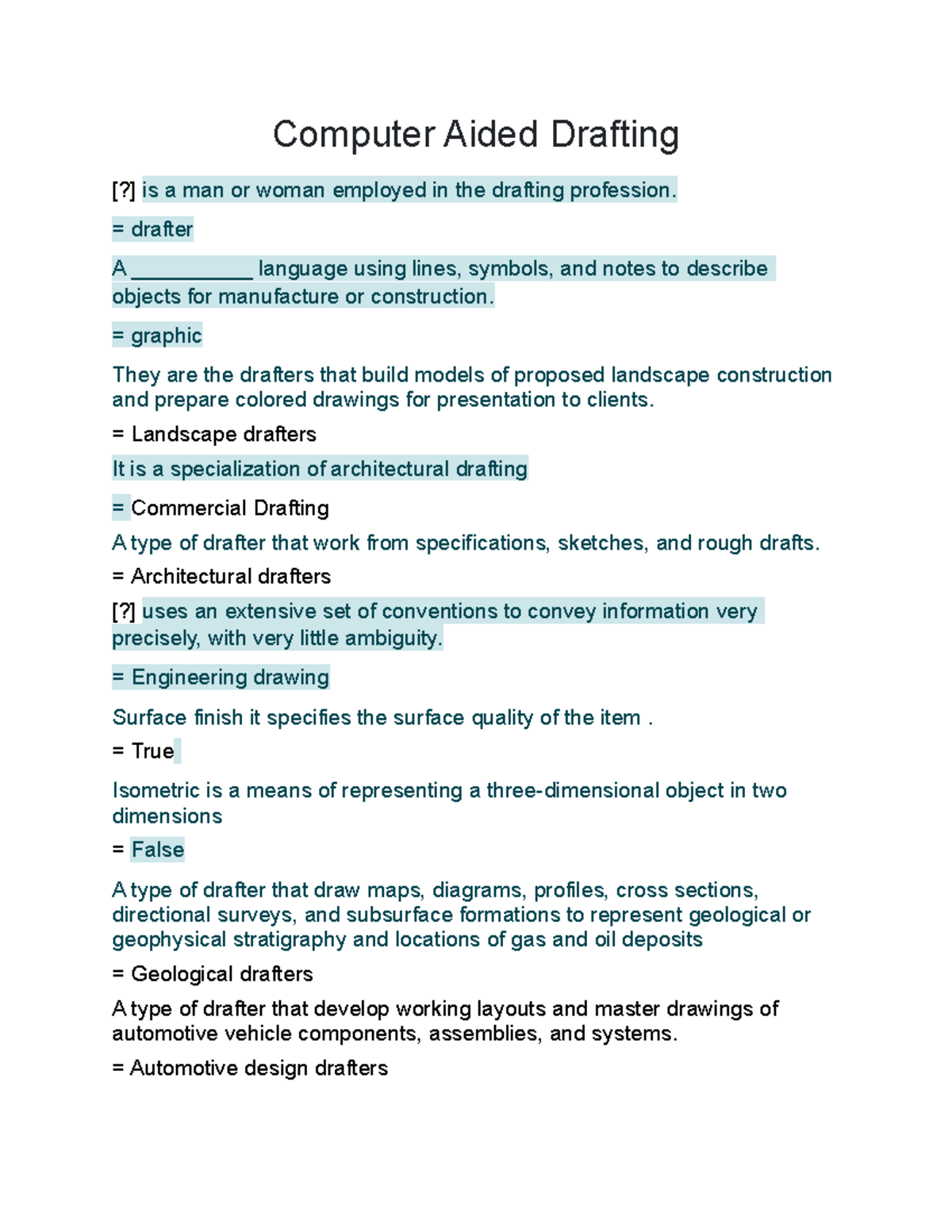 Computer Aided Drafting - = drafter A __________ language using lines ...