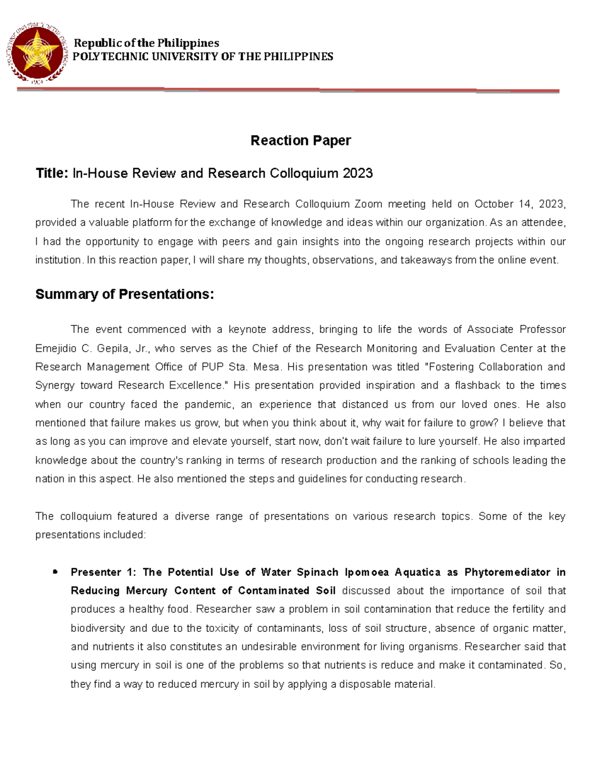 2 - an assignment - Republic of the Philippines POLYTECHNIC UNIVERSITY ...