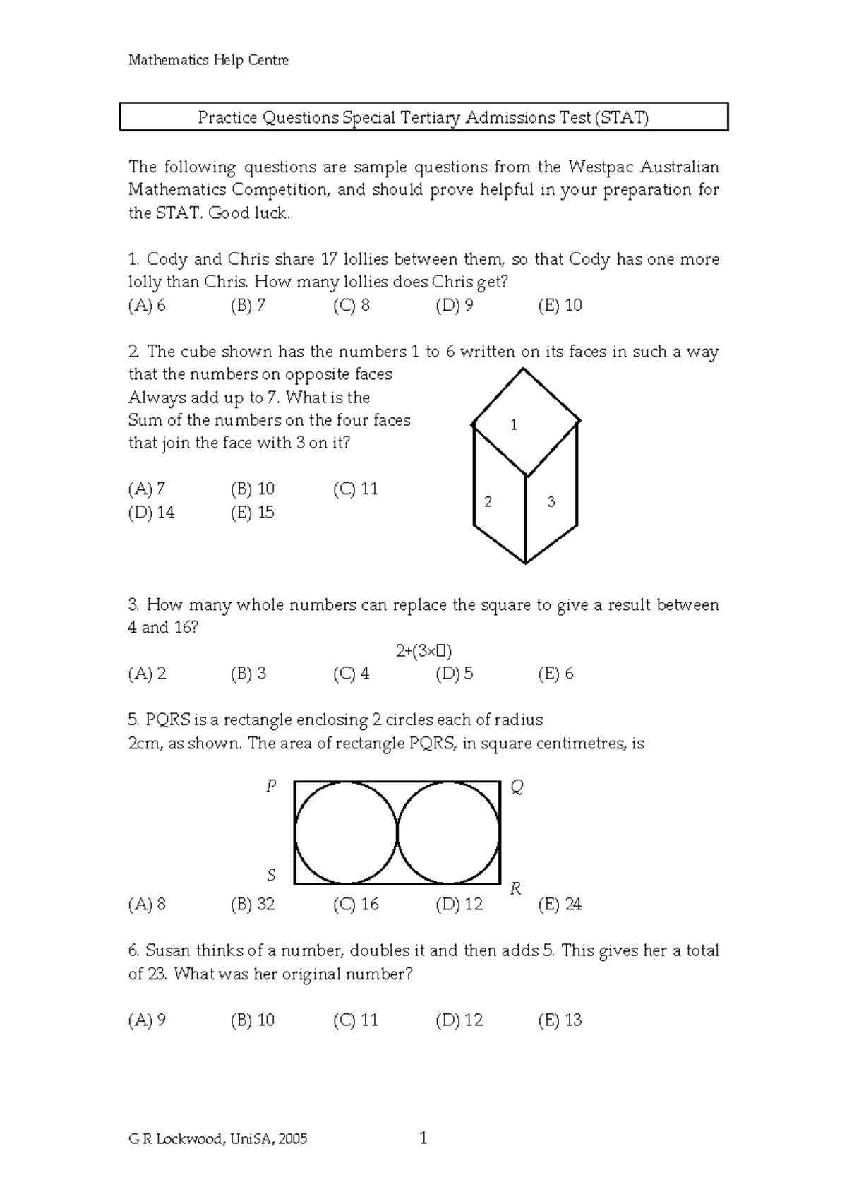 STAT Practice - opok[oiok[o - Mathematics Help Centre Practice ...
