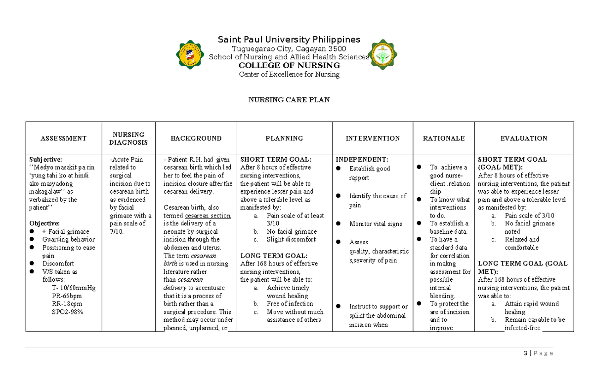 OB-NCP - Saint Paul University Philippines Tuguegarao City, Cagayan ...