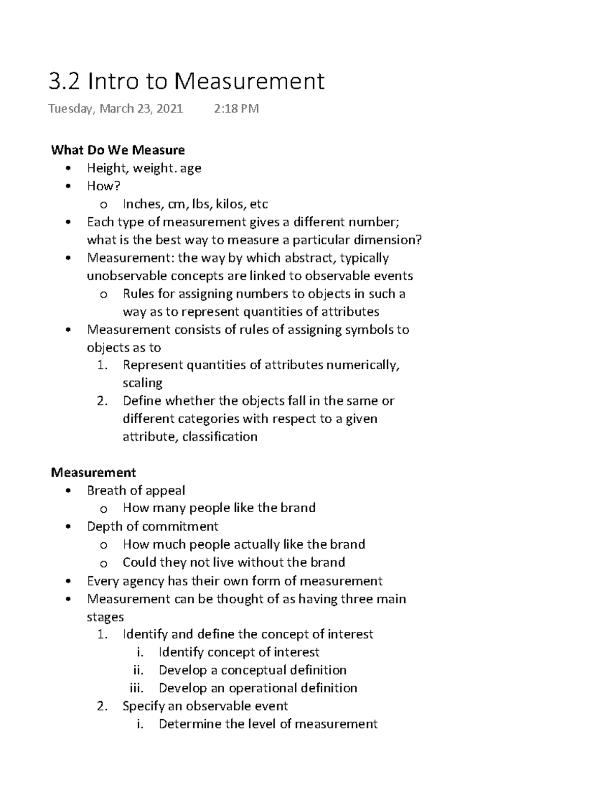 3.2 Intro to Measurement - What Do We Measure - Height, weight. age How ...