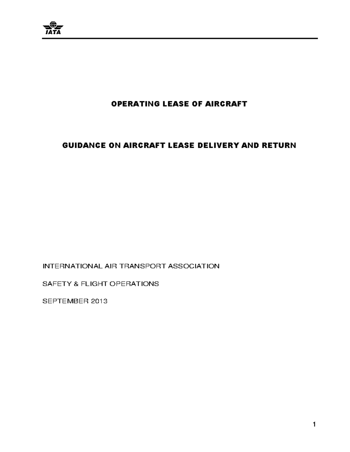 Operating Lease OF Aircraft Guidance ON - OPERATING LEASE OF AIRCRAFT ...