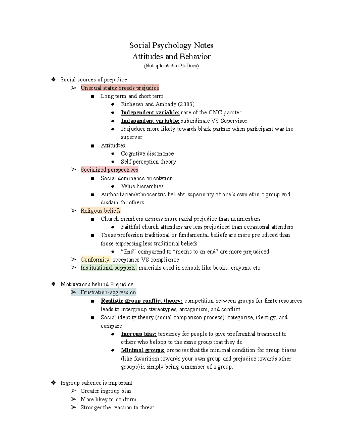 Social Psychology: Attitudes & Behavior - Social Psychology Notes ...