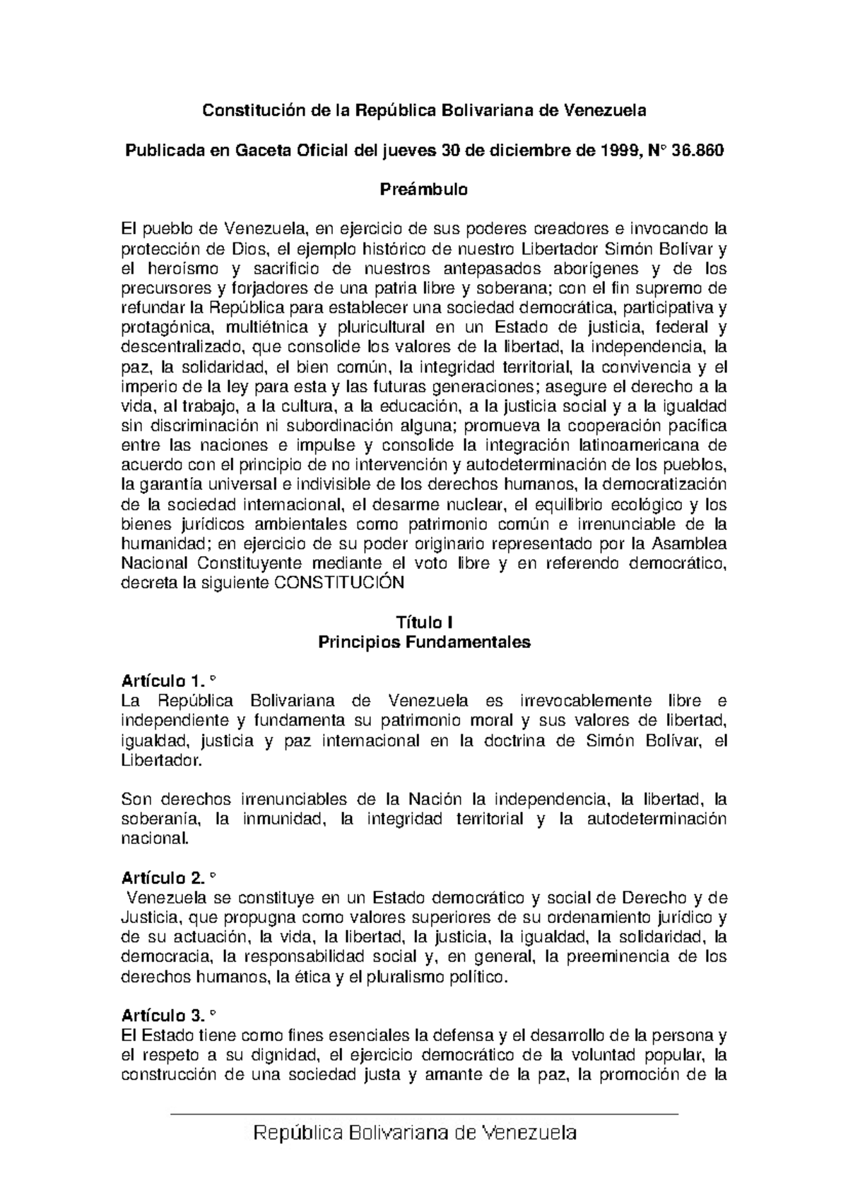Constitución de la República Bolivariana de Venezuela - Constitución de ...
