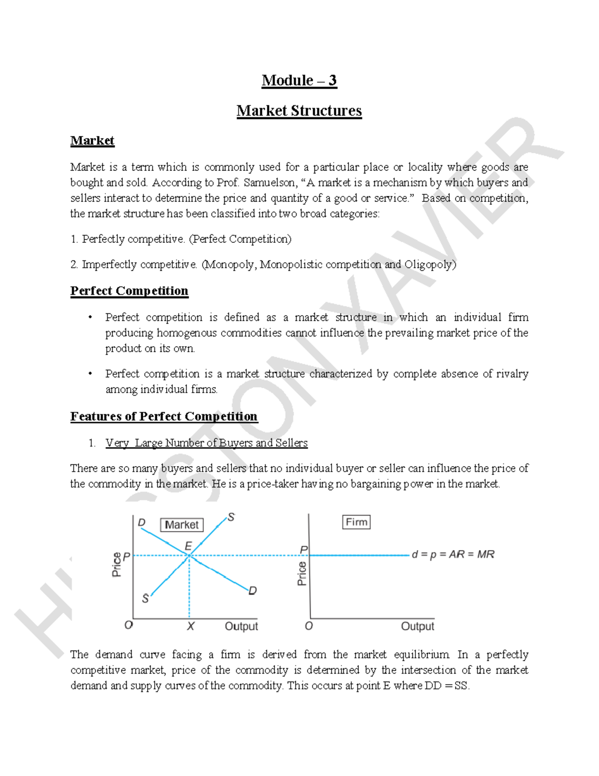 Module - 3 Notes - Module – 3 Market Structures Market Market is a term ...
