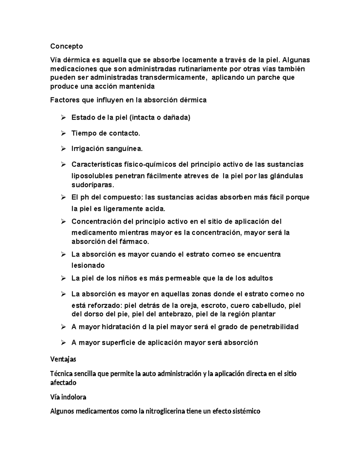 Tp via administración dermica - Concepto Vía dérmica es aquella que se ...