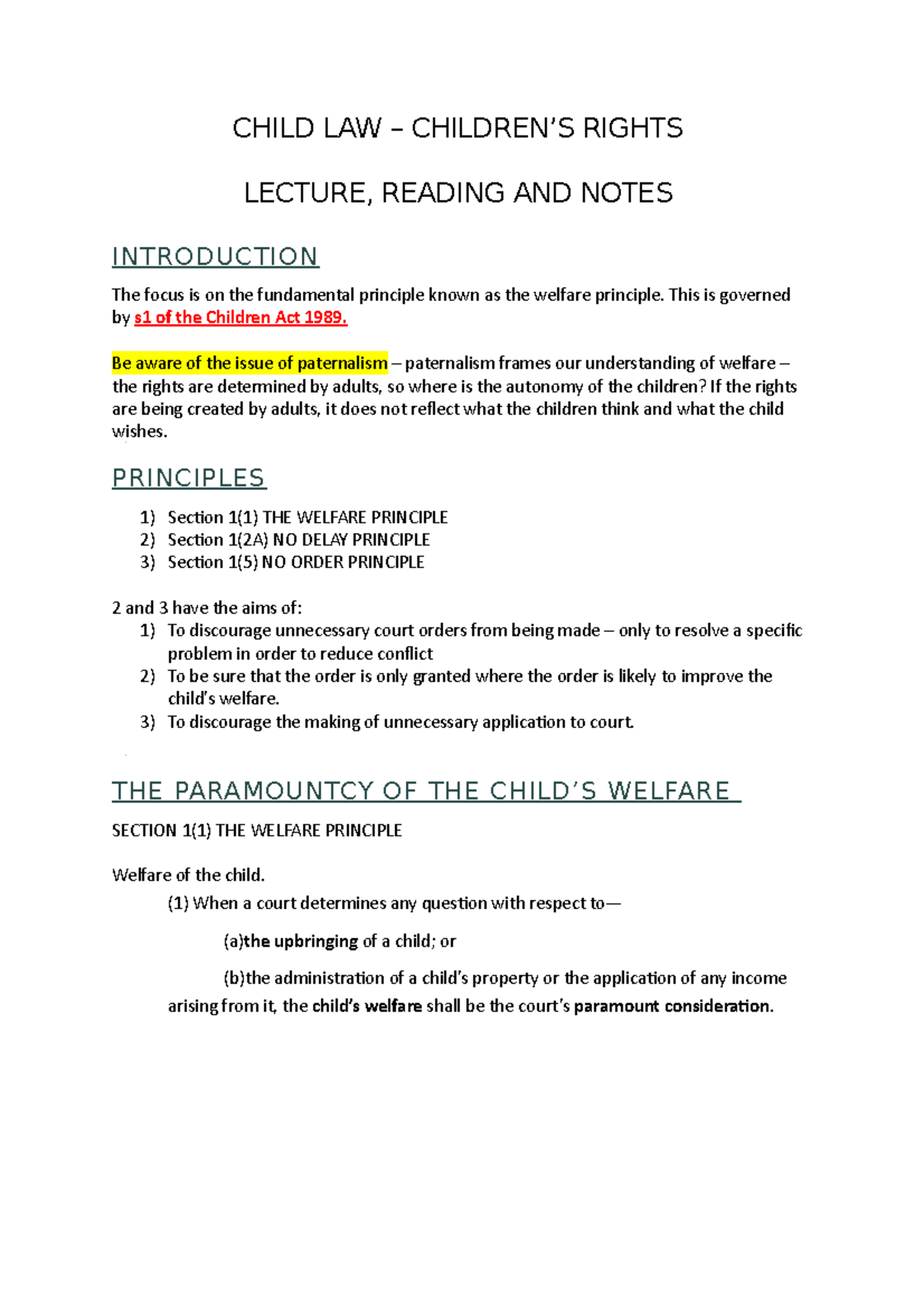 Child LAW - Childrens Rights - CHILD LAW – CHILDREN’S RIGHTS LECTURE ...