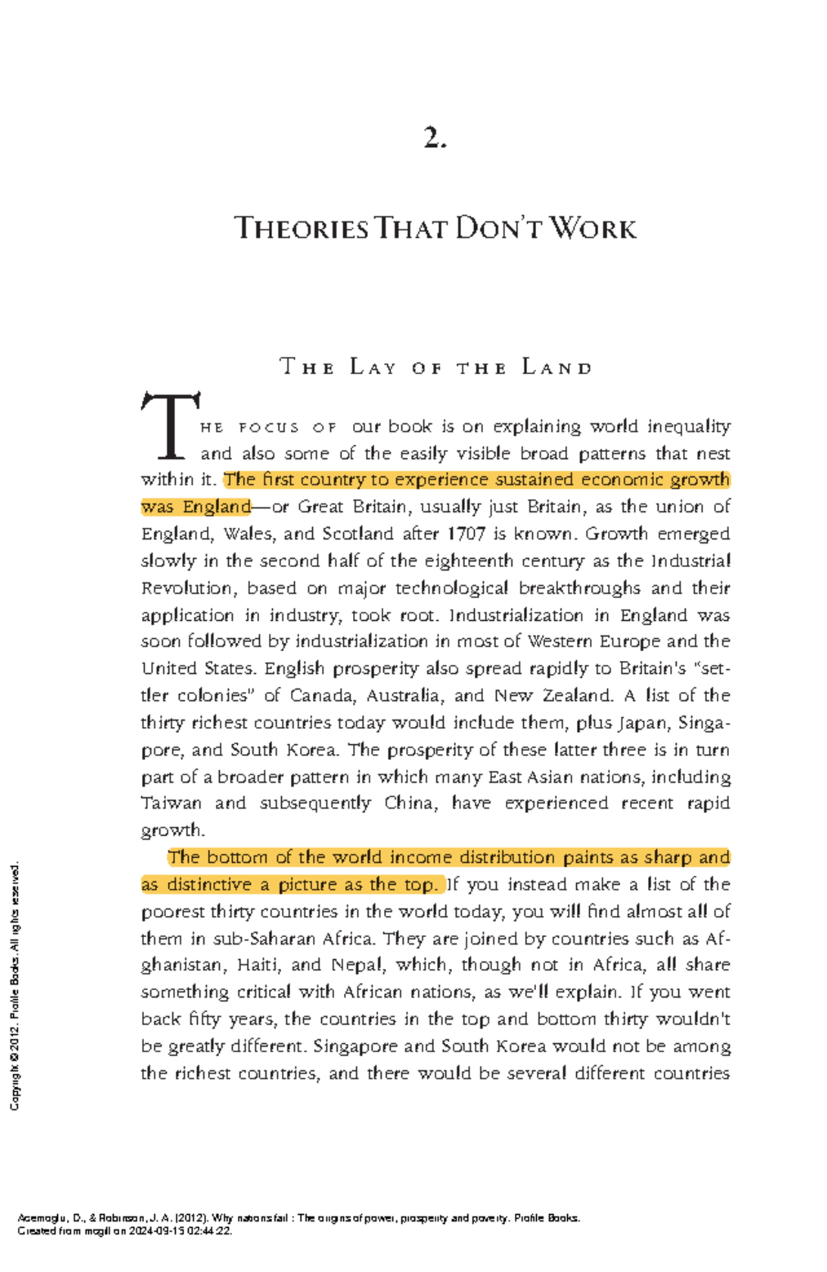 Acemoglu & Robinson (2012 ) CH2 Theories that Don't Work. - 2. Theories That Don’t Work T h e L ...