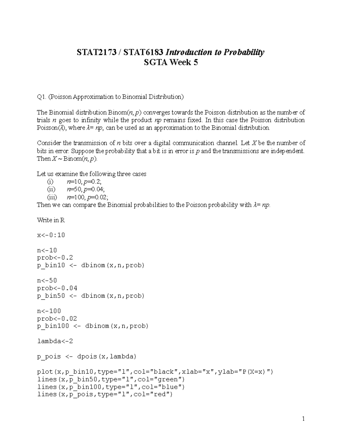 STAT2173 6183 tut week5 - STAT2173 - MQ - Studocu
