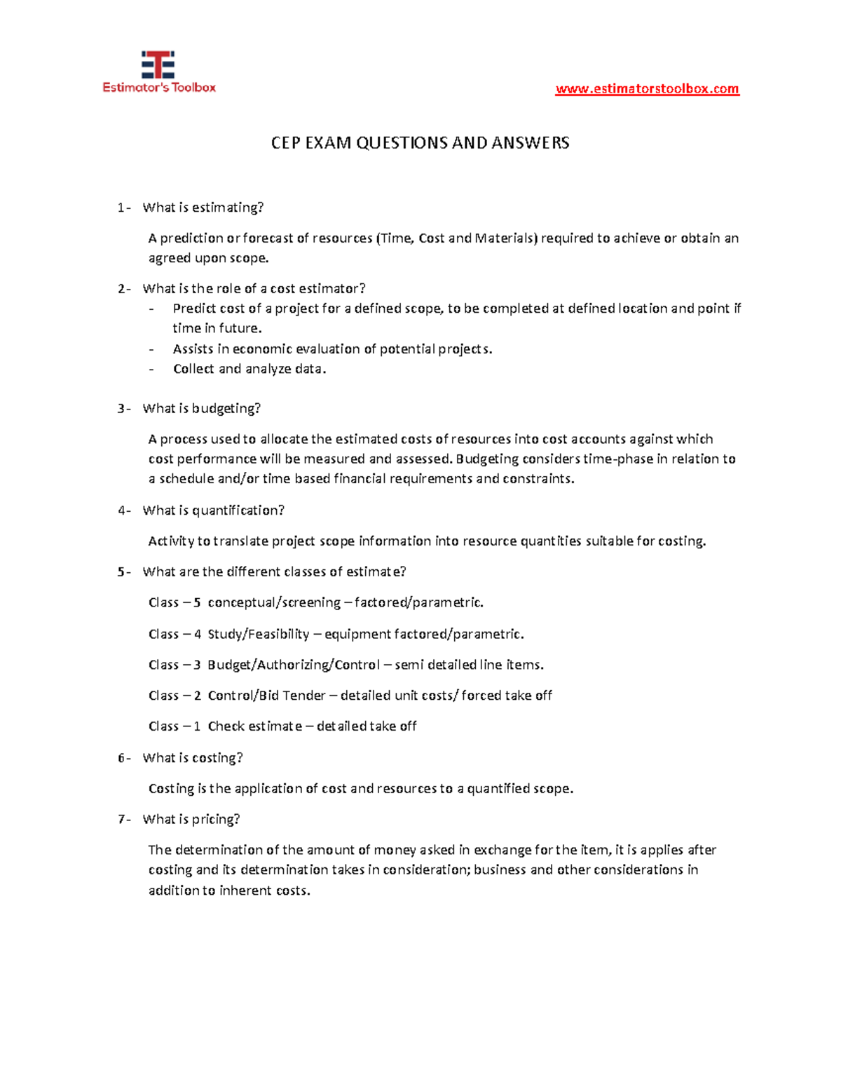 Cep exam question and answers - CEP EXAM QUESTIONS AND ANSWERS 1- What ...