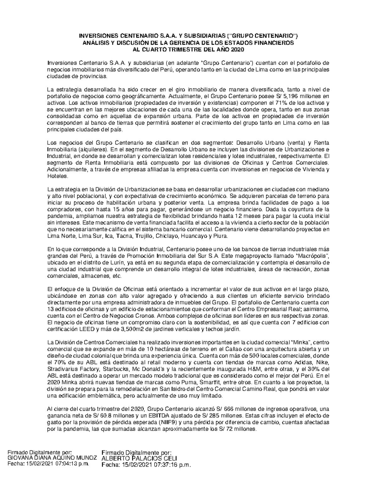 AGB800772020 TI401 - espero los ayude - INVERSIONES CENTENARIO S.A. Y ...