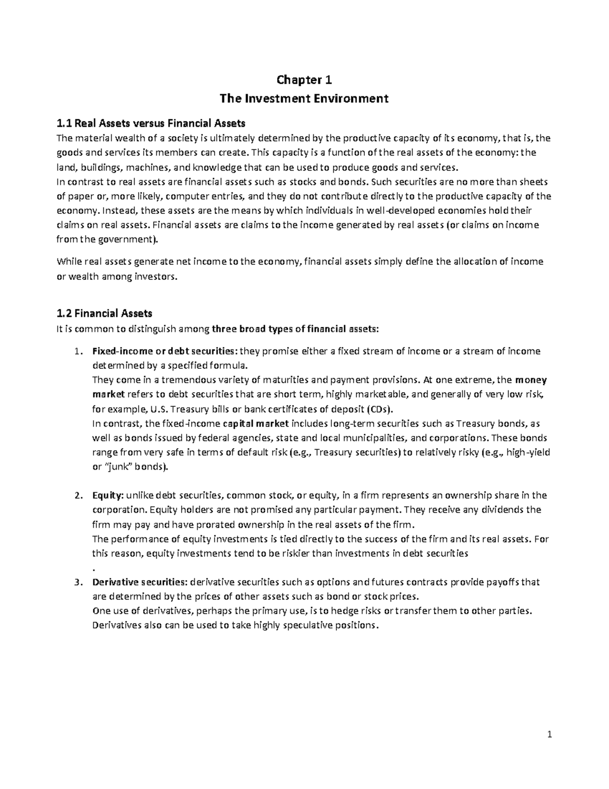 Financial Economics - Complete summary - Warning: TT: undefined function: 32 Warning: TT ...