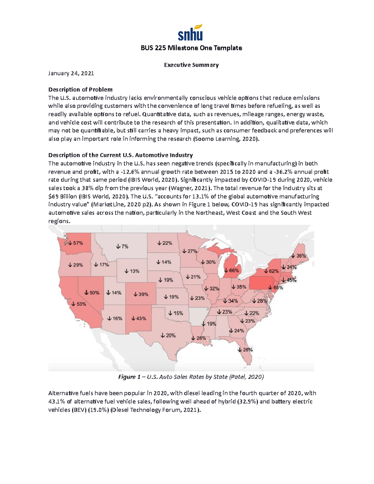 BUS 225 Project One BUS 225 Milestone One Template Executive Summary