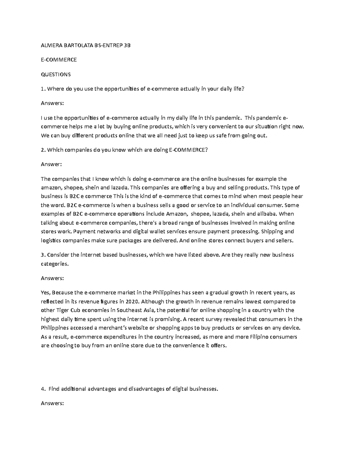 E- Commerce M-1 BS- Entrep 3B - Bs Entrepreneurship - NIPSC - Studocu